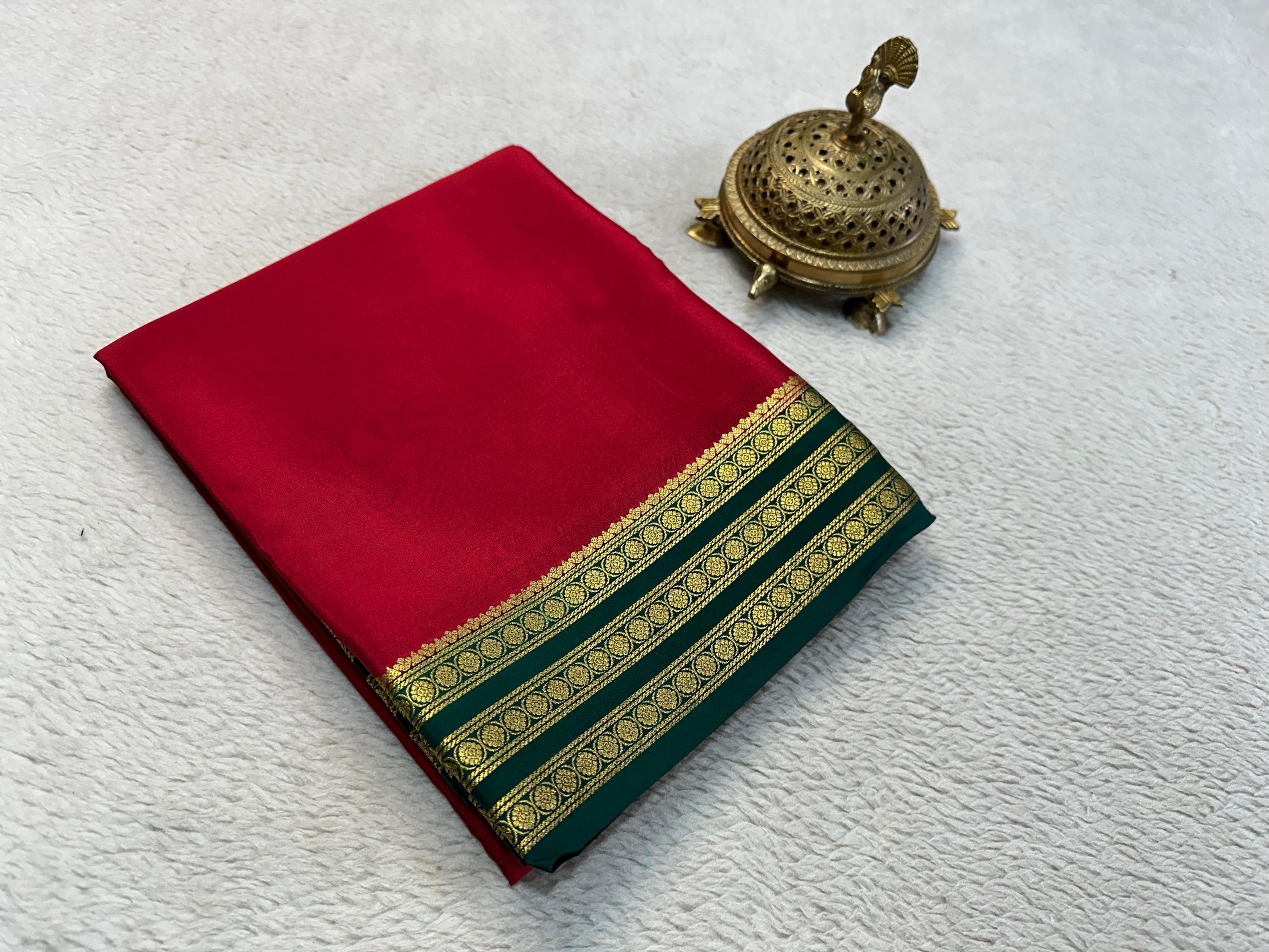 Pure Mysore Silk Sarees Ksic Grade Thickness Traditional Border - Etsy