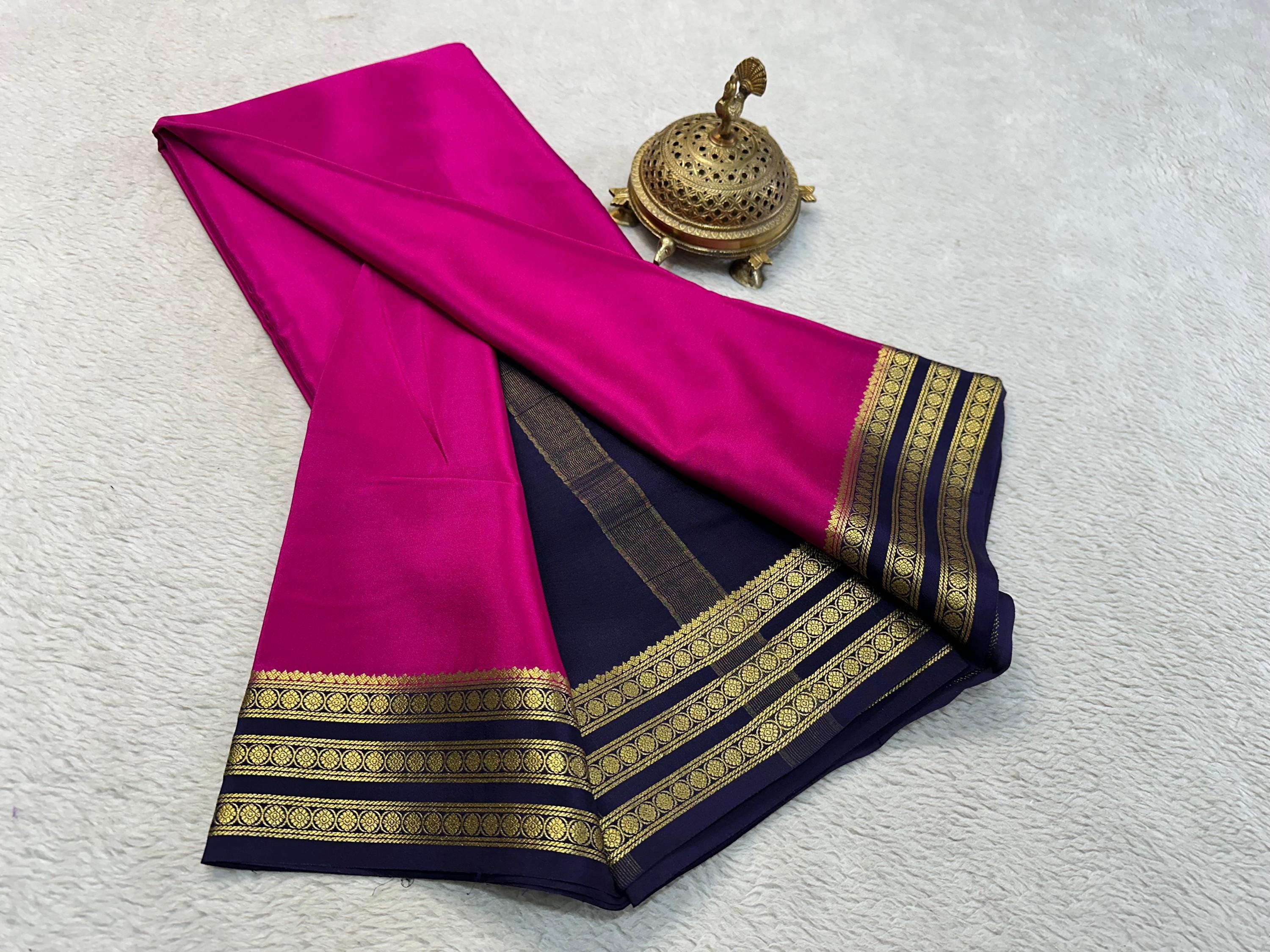 Pure Mysore Silk Sarees Ksic Grade Thickness Traditional Border - Etsy