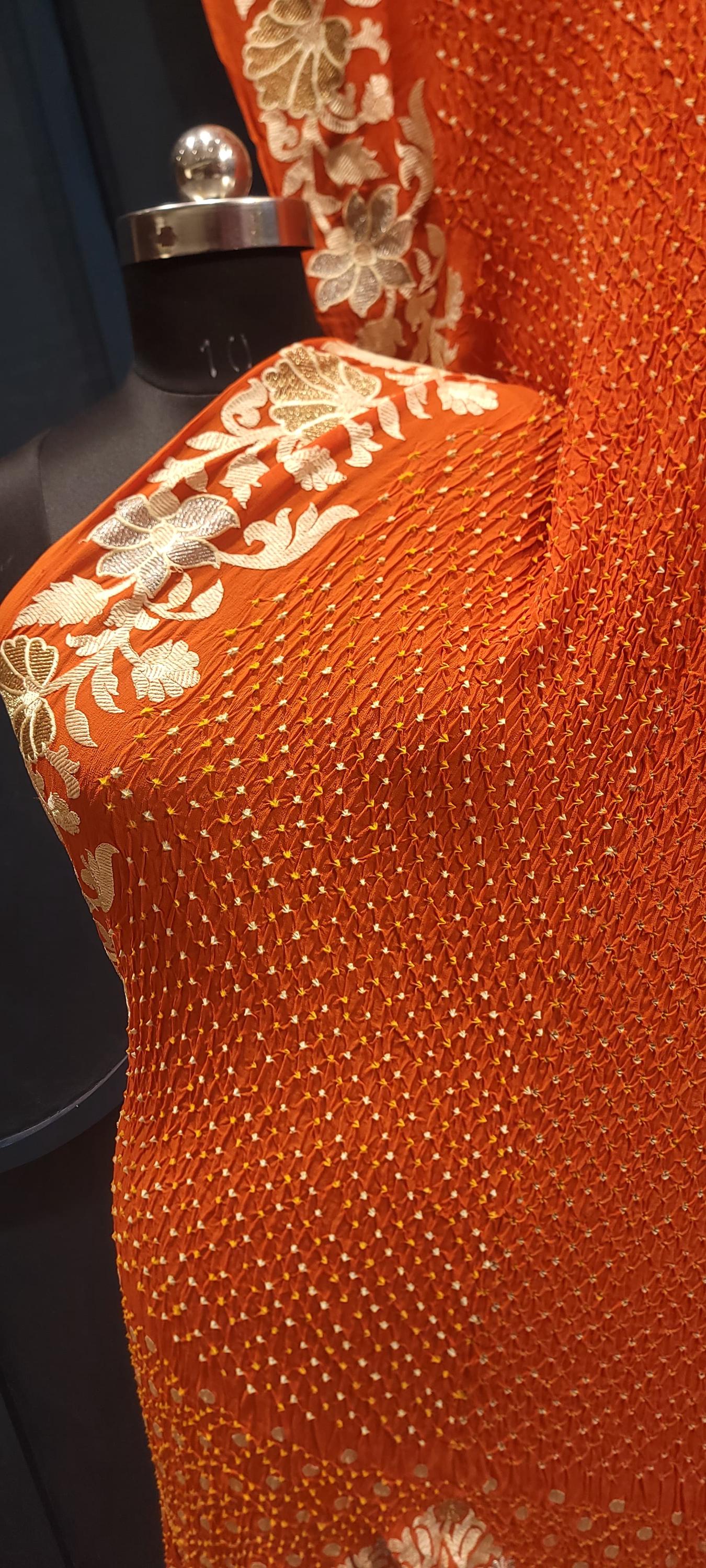 Bandhej 60 Gm Georgette With Machine Thread Work With Bandhej Designer ...