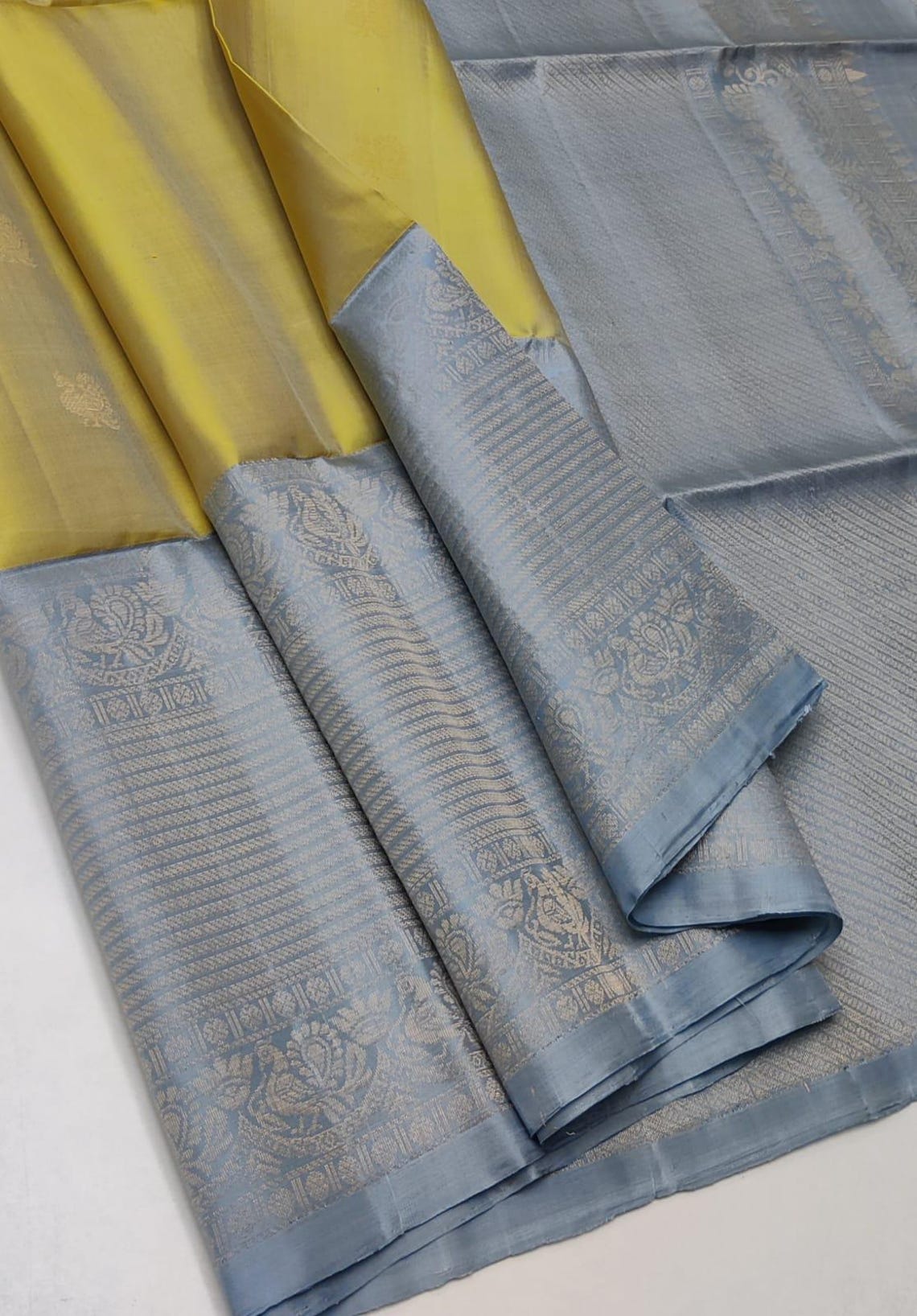 Pure Handloom Double Warp Soft Silk Saree Turning Border Contrast Pallu ...