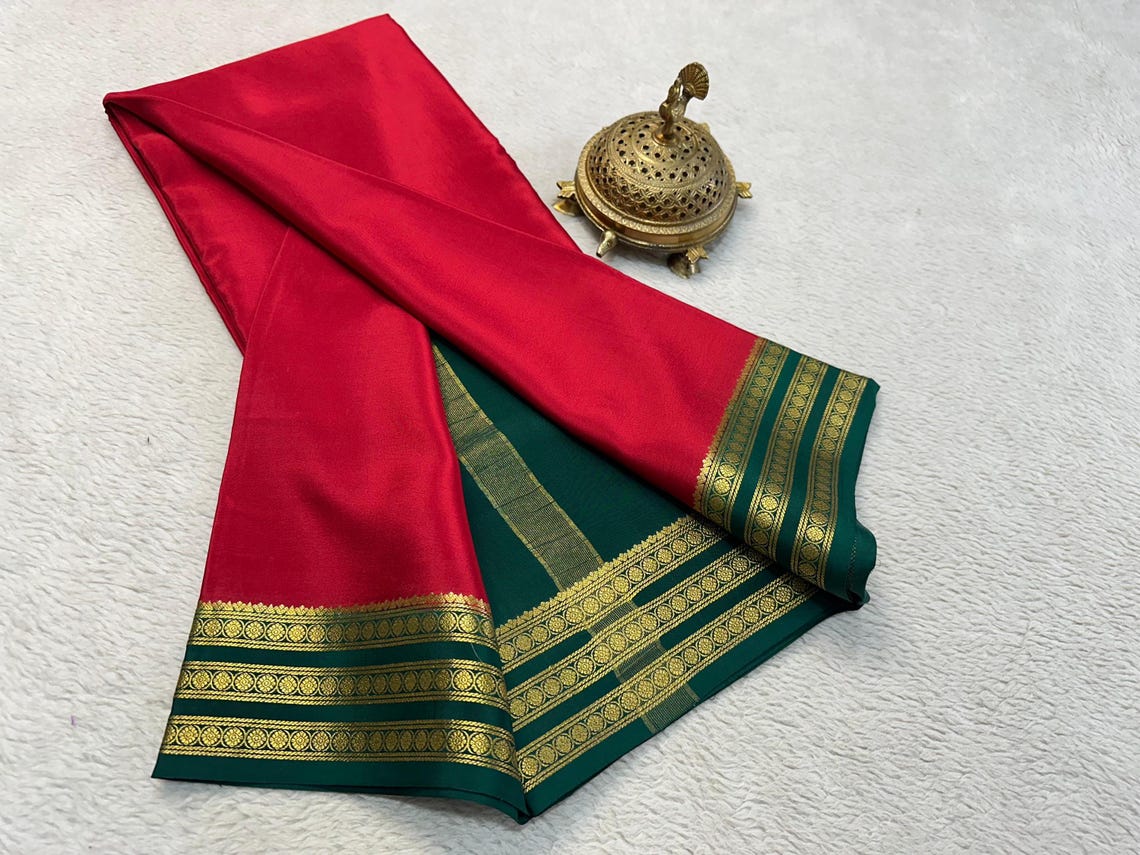 Pure Mysore Silk Sarees Ksic Grade Thickness Traditional Border - Etsy