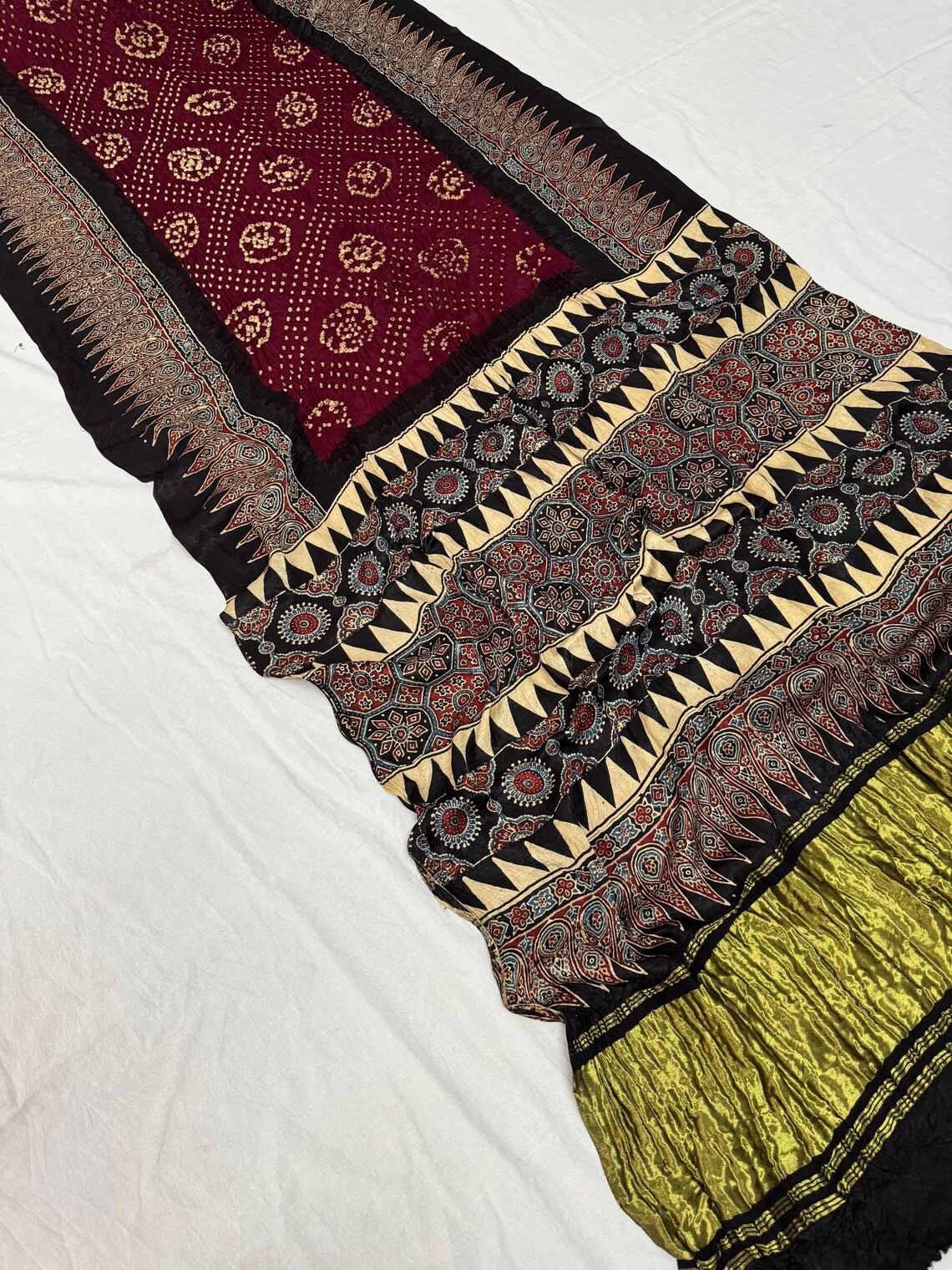 Pure Modal Silk Saree Ajrakh Hand Block Print Ajrakh Border Fency ...