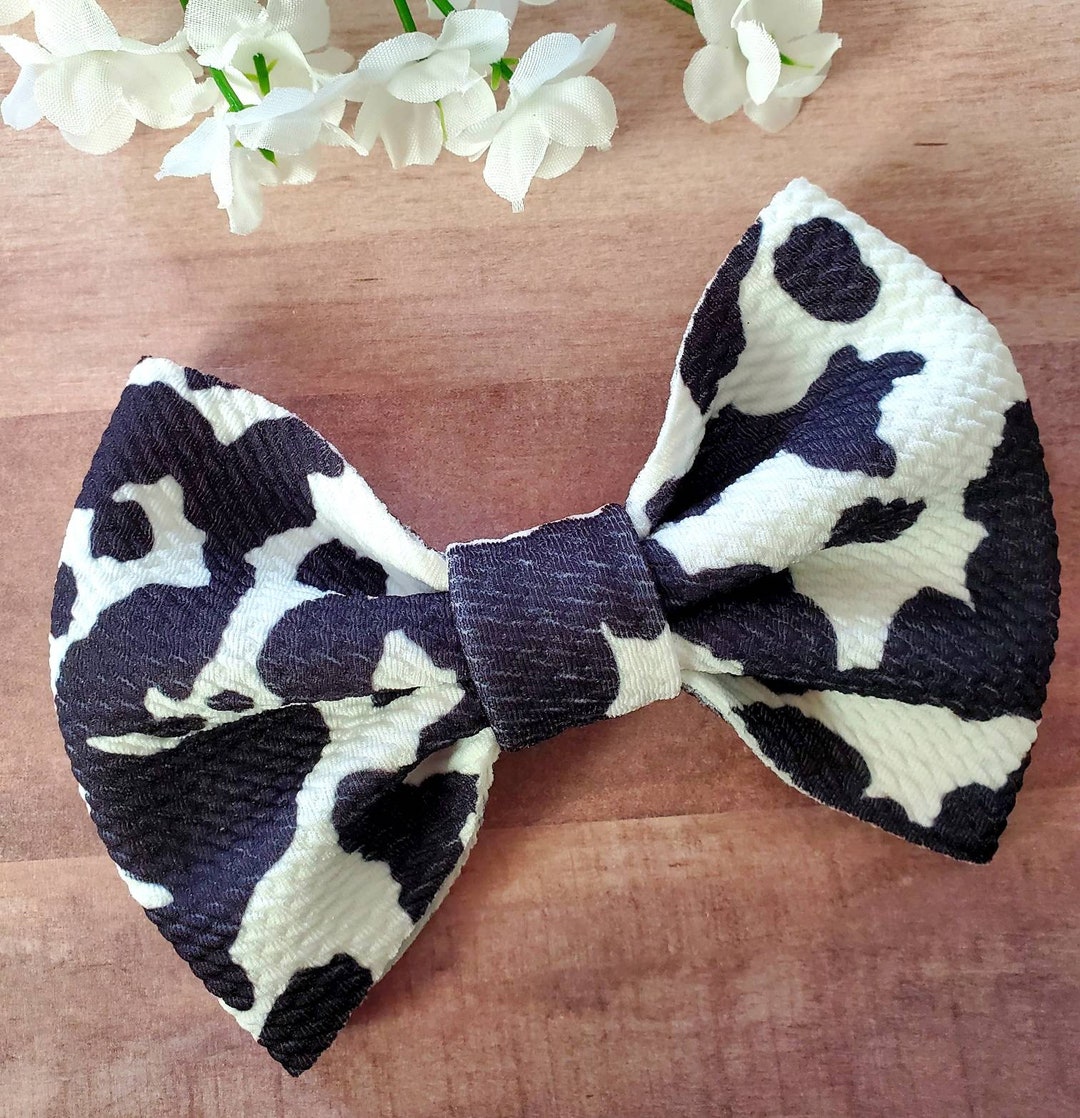 Cow Print Hair Bow, Baby Cow Print Headband, Cow Hair Clip, Cow Fabric ...