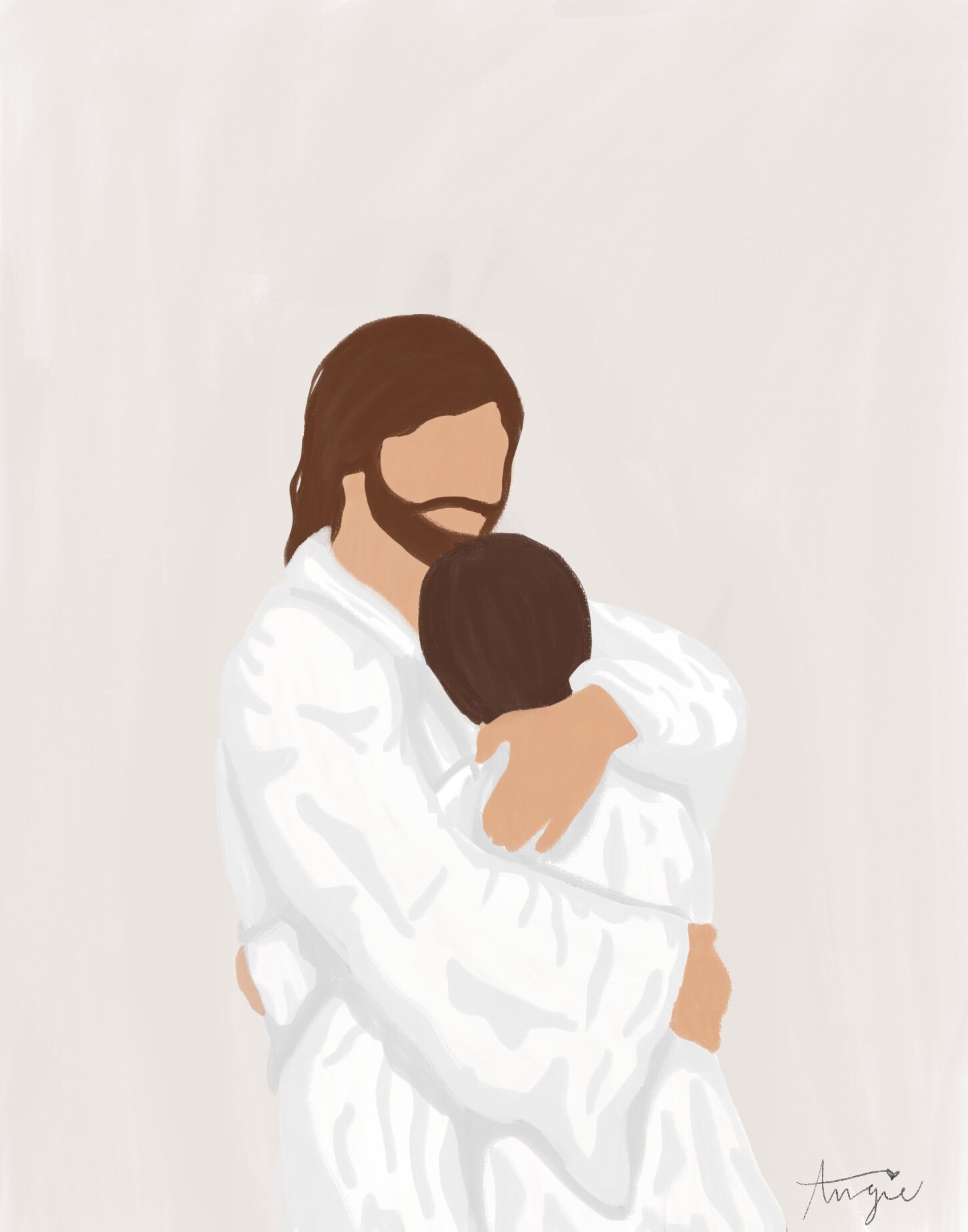 Personalized Digital Jesus Christ Hugging Painting - Etsy