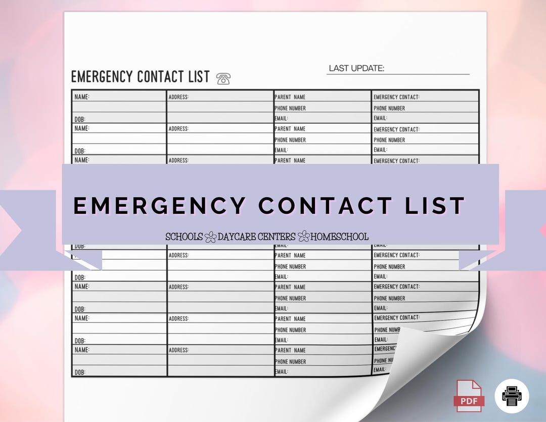 EMERGENCY CONTACT LIST - Etsy