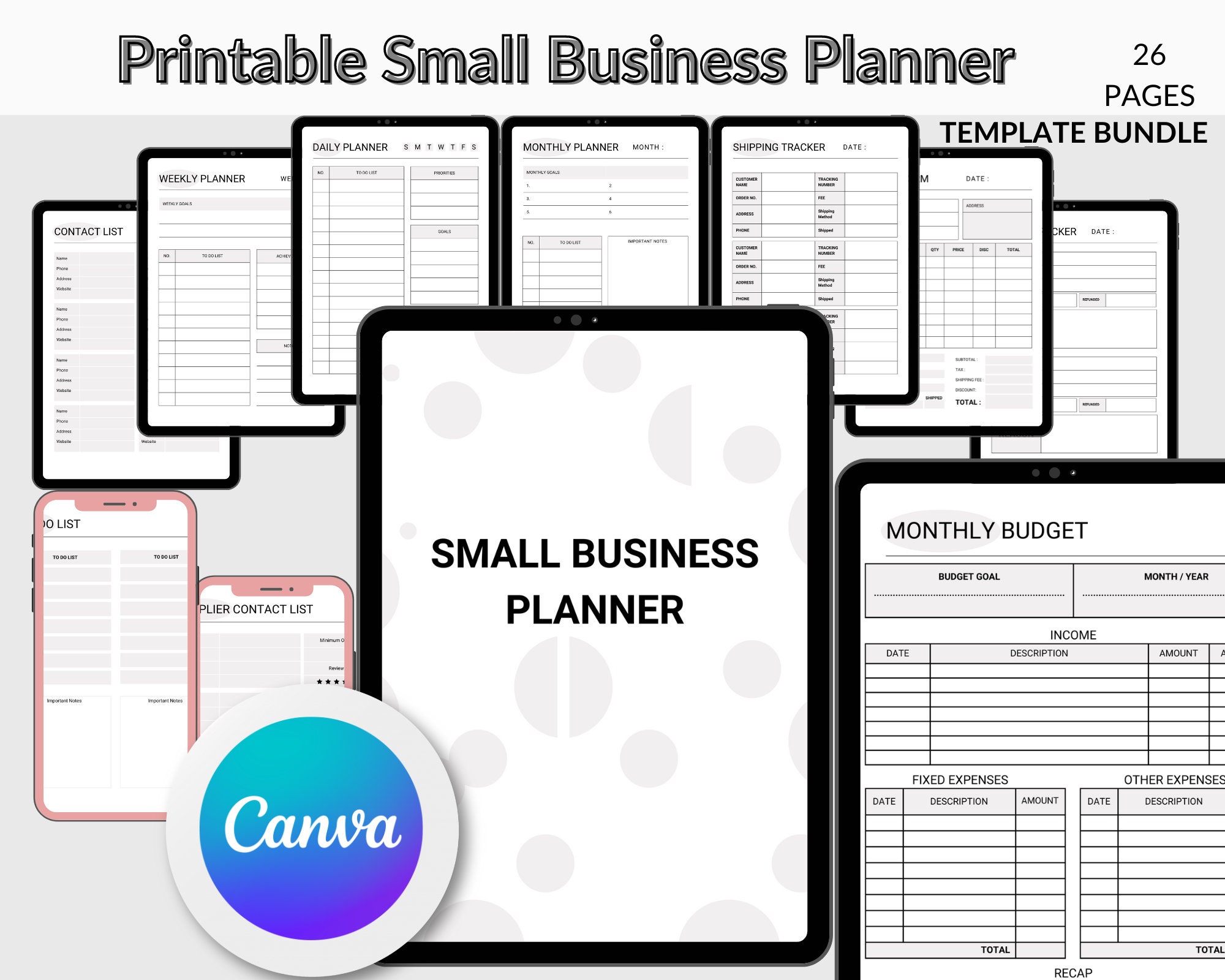Small Business Planner Digital Printable Templates Instant Download ...