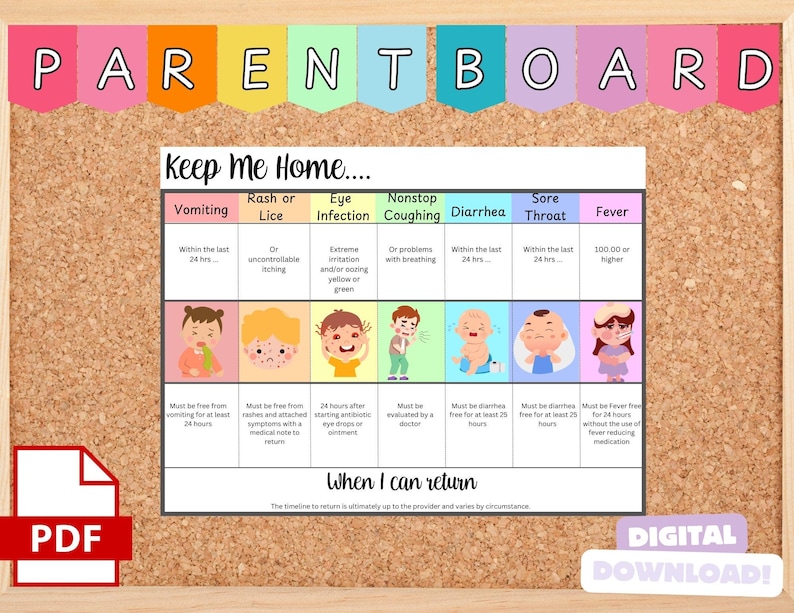 Daycare Stay Home Poster, Child Illness Poster, Sick Poster Bulletin ...