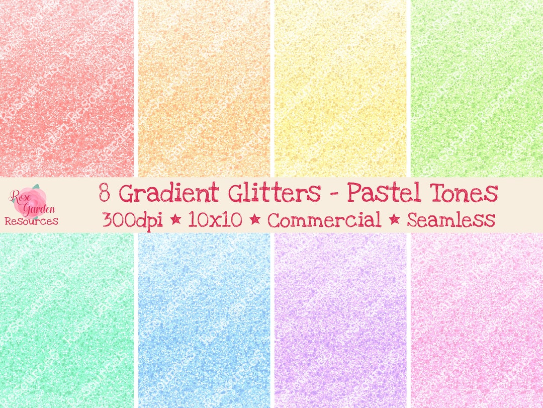 8 Gradient Glitters Pastel Digital Seamless Paper Bundle, Commercial ...