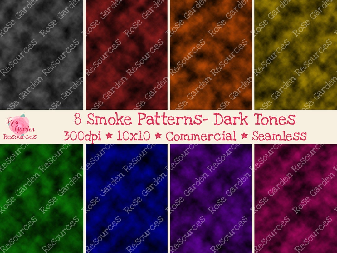 8 Smoke Patterns Dark Colors Digital Seamless Paper Bundle, Commercial ...