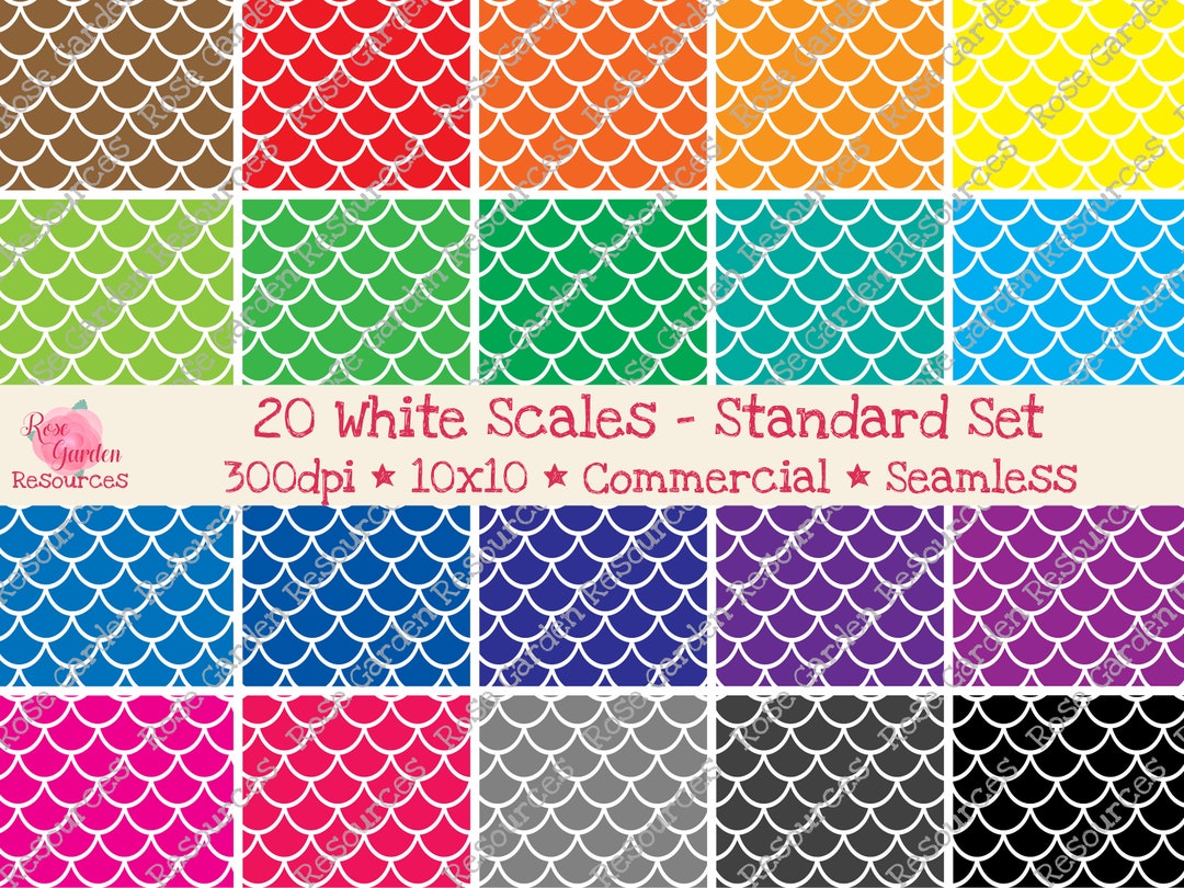 20 Scales White Standard Colors Digital Seamless Paper Bundle ...