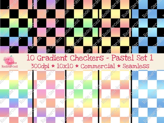 10 Gradient Checkers Pastel Set 1 Digital Seamless Paper - Etsy