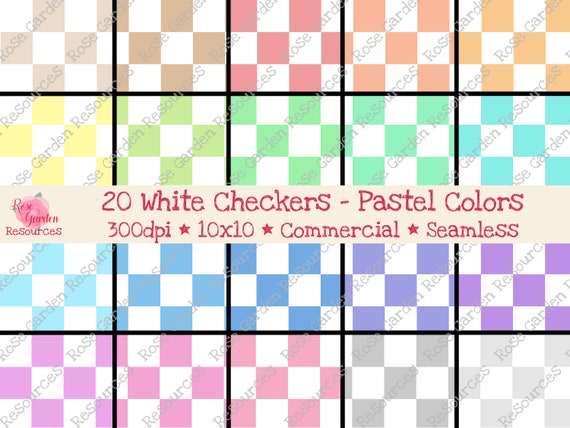 20 Checkers White Pastel Colors Digital Seamless Paper Bundle - Etsy