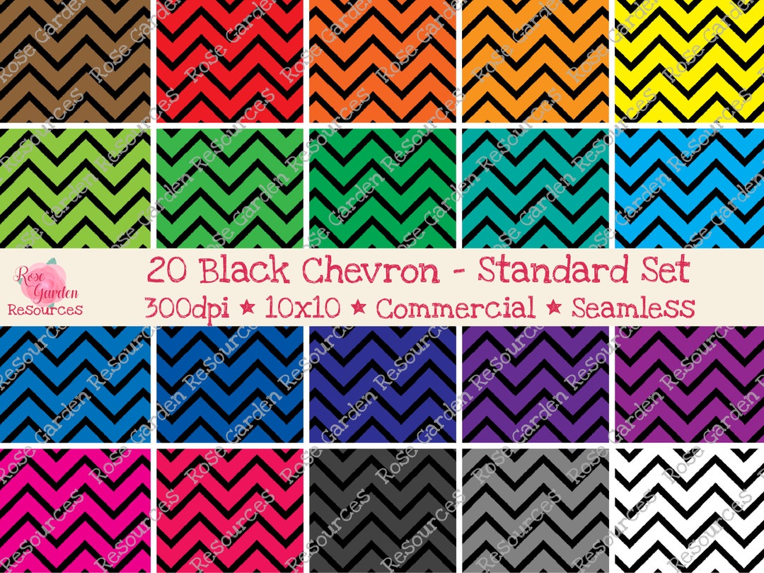 20 Black Chevron Standard Colors Digital Seamless Paper Bundle ...