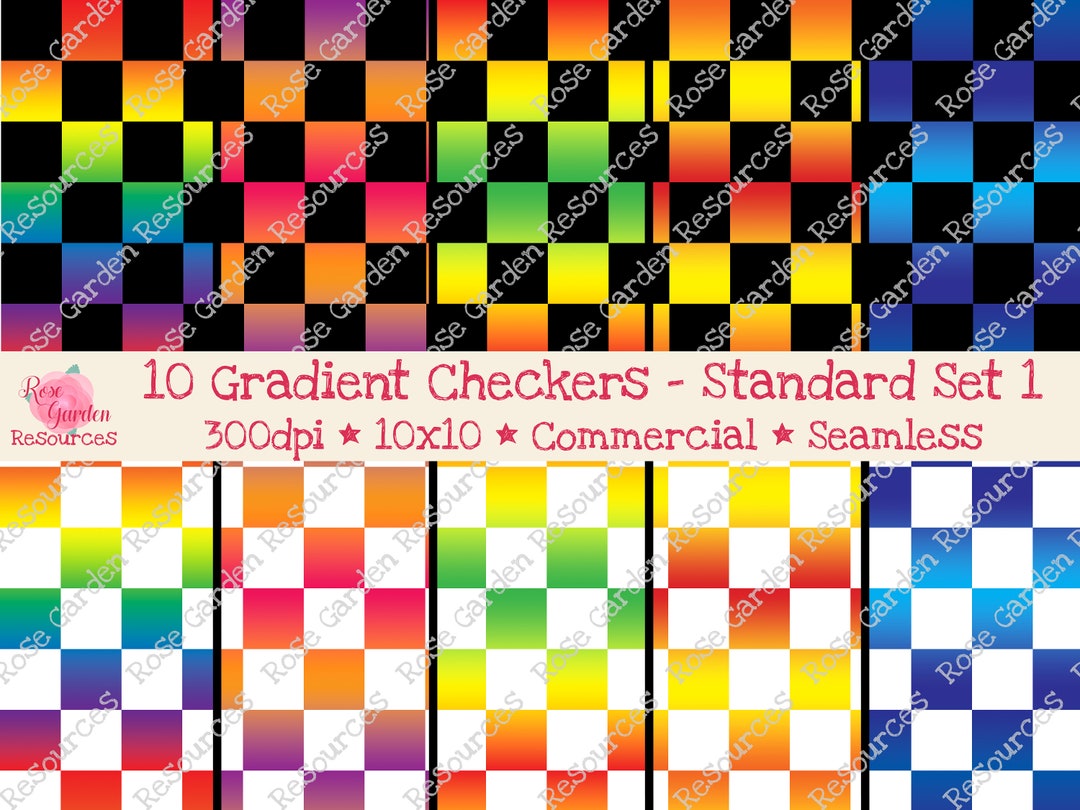 10 Gradient Checkers Standard Set 1 Digital Seamless Paper Bundle ...