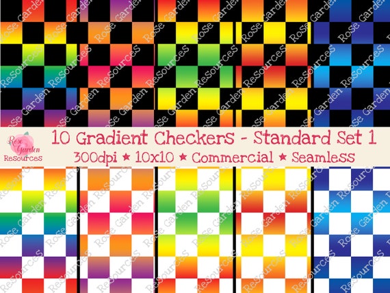 10 Gradient Checkers Standard Set 1 Digital Seamless Paper | Etsy