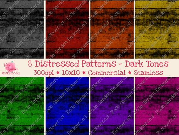 8 Distressed Patterns Dark Colors Digital Seamless Paper | Etsy