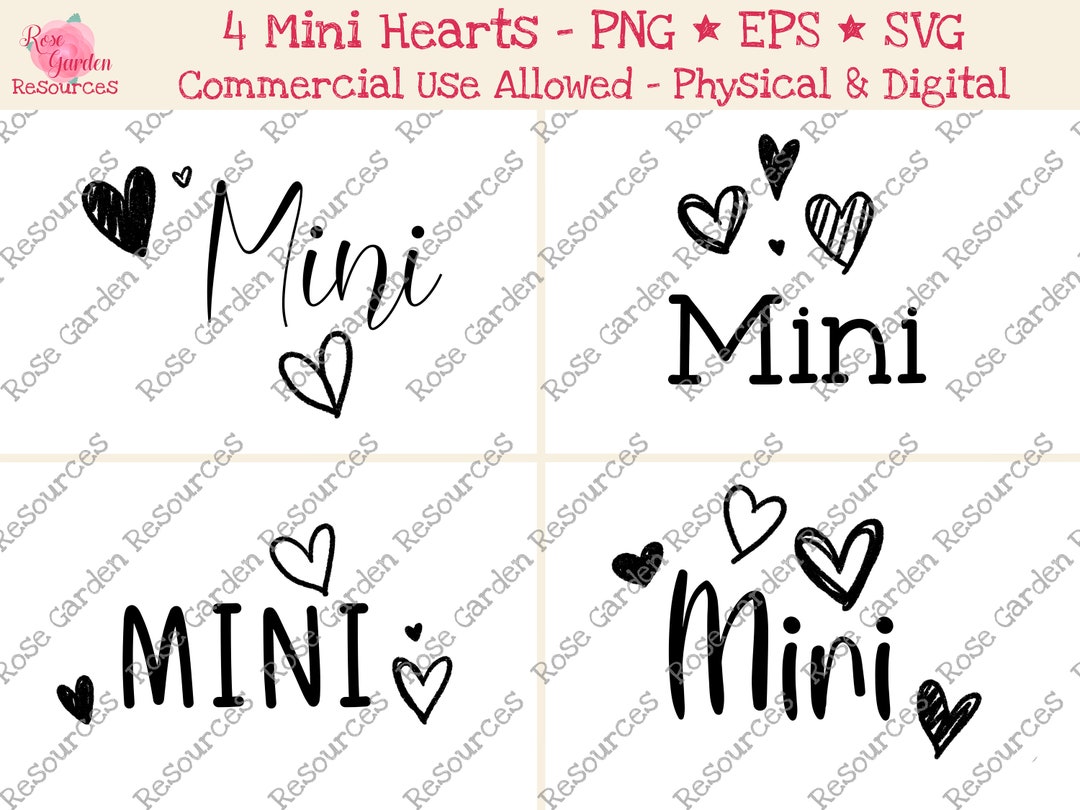 4 Mini Hearts PNG, EPS, SVG Bundle, Commercial Use, 300dpi, Files ...