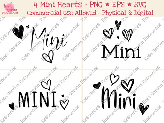 4 Mini Hearts PNG EPS SVG Bundle Commercial Use 300dpi | Etsy