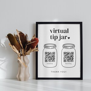 Virtual Tip Jar Sign, Canva Template, QR Code Sign, Small Business Sign ...