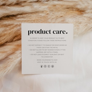 Care Card Template, Canva Template, Jewelry Care Card, Package Insert ...