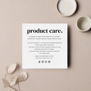 Care Card Template, Canva Template, Jewelry Care Card, Package Insert ...