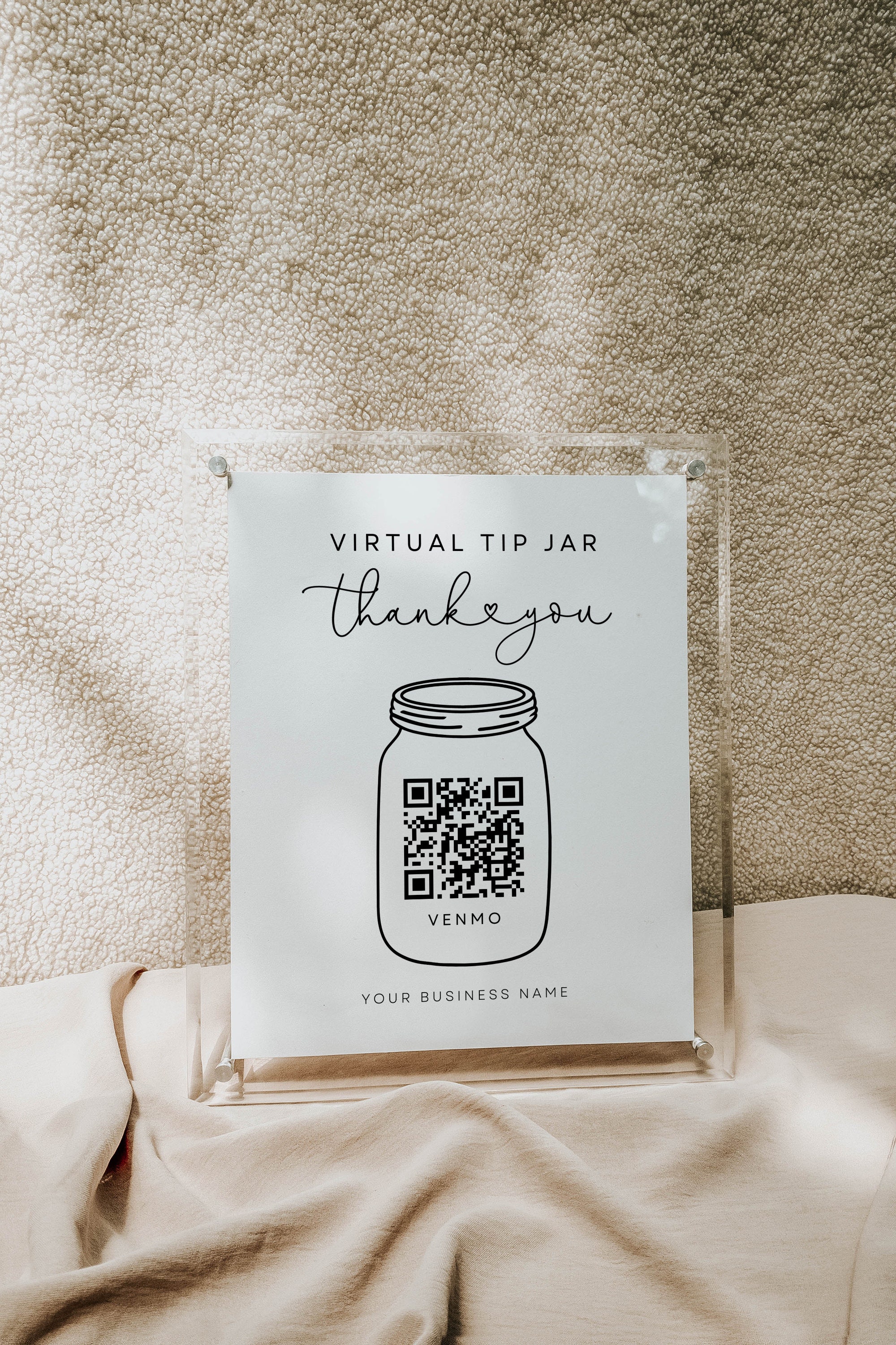 Virtual Tip Jar Sign, Canva Template, QR Code Sign, Small Business Sign ...