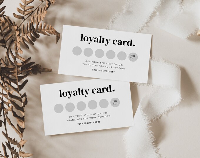 Loyalty Card Template, Canva Template, Rewards Card Printable, Modern ...