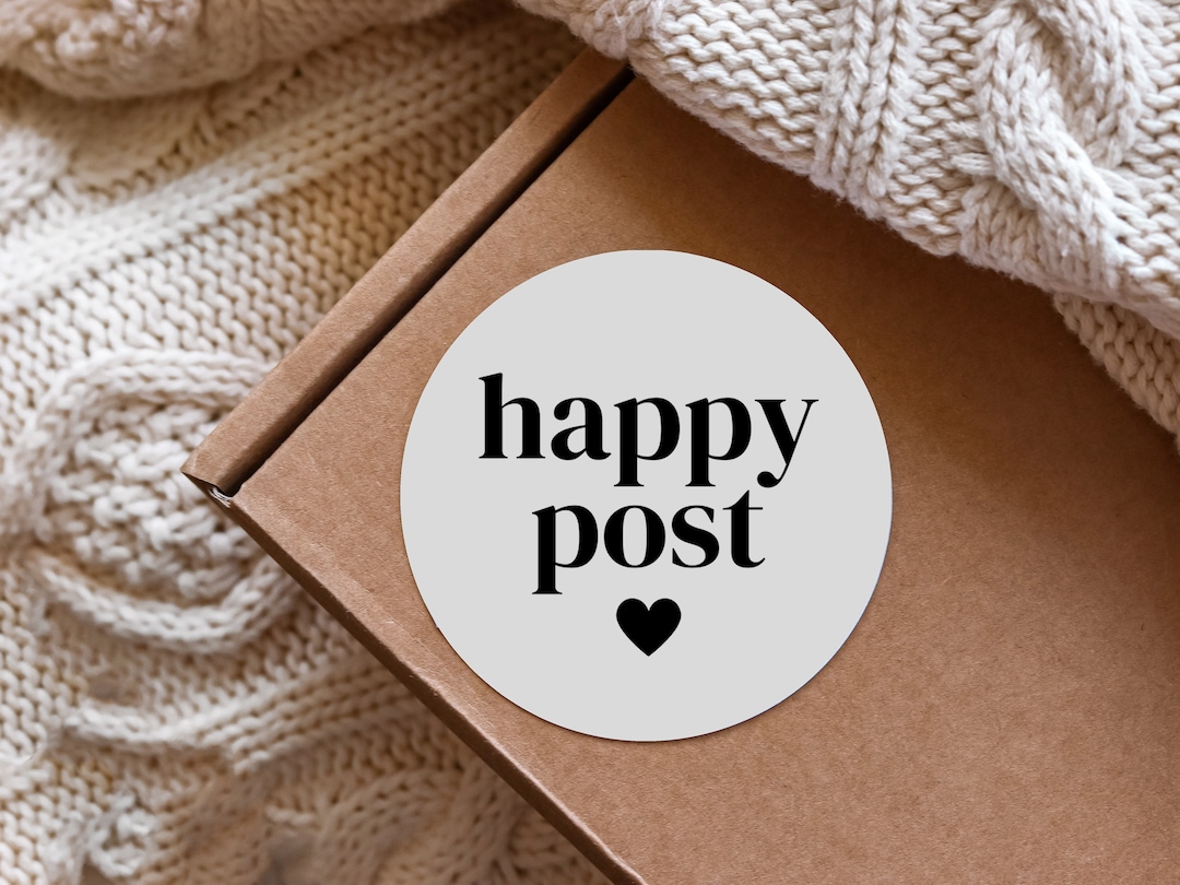 Happy Post Sticker Template Canva Template Happy Mail - Etsy