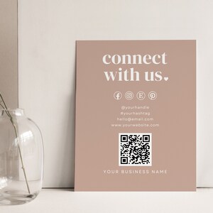 Connect With Us Sign, Social Media Sign, Canva Template, QR Code Sign ...