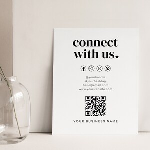 Connect With Us Sign, Social Media Sign, Canva Template, QR Code Sign ...