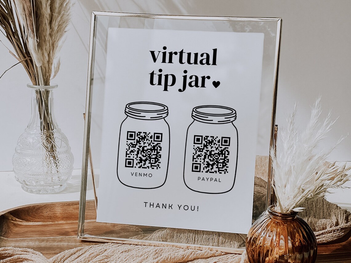 Virtual Tip Jar Sign, Canva Template, QR Code Sign, Small Business Sign ...
