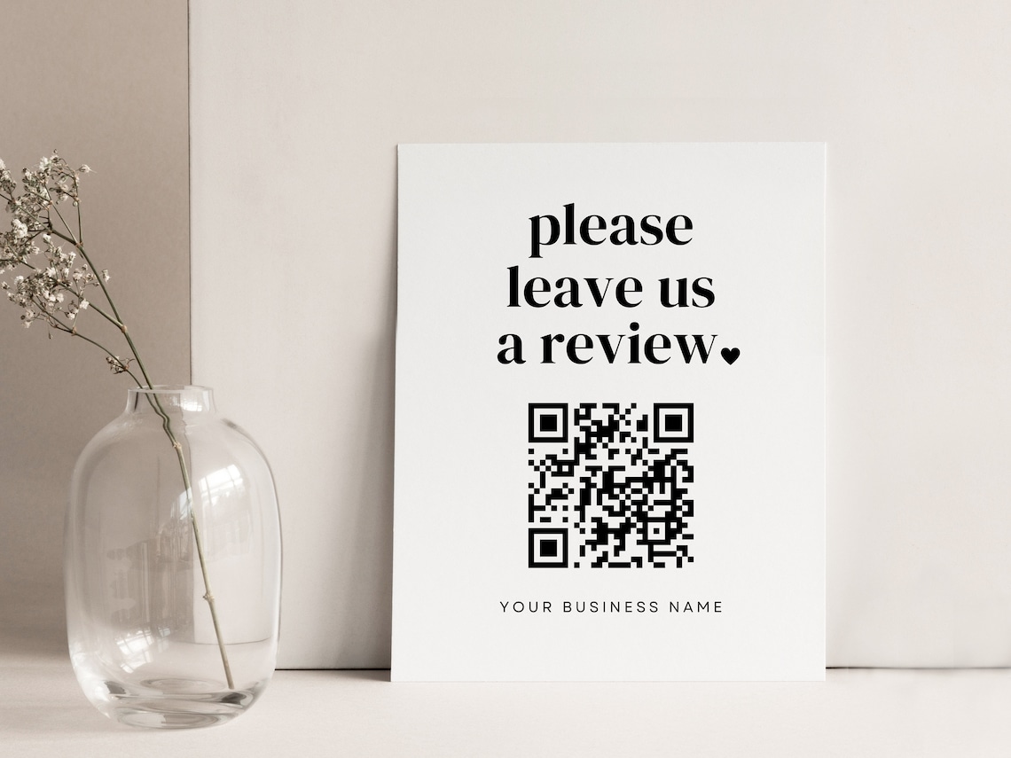 Please Leave a Review Sign, Canva Template, QR Code Sign, Small ...