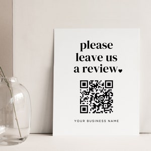 Please Leave a Review Sign, Canva Template, QR Code Sign, Small ...