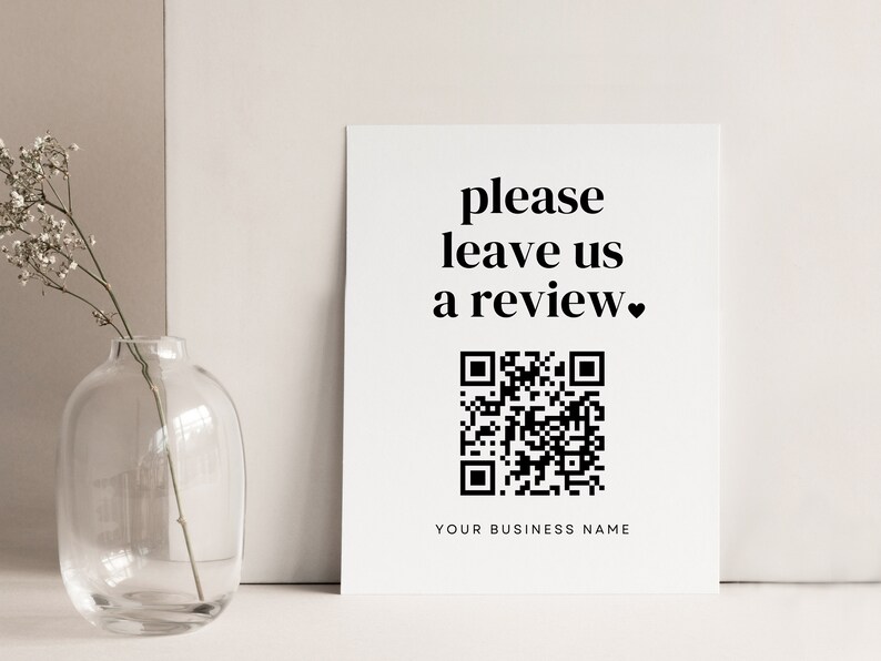 Please Leave a Review Sign, Canva Template, QR Code Sign, Small ...