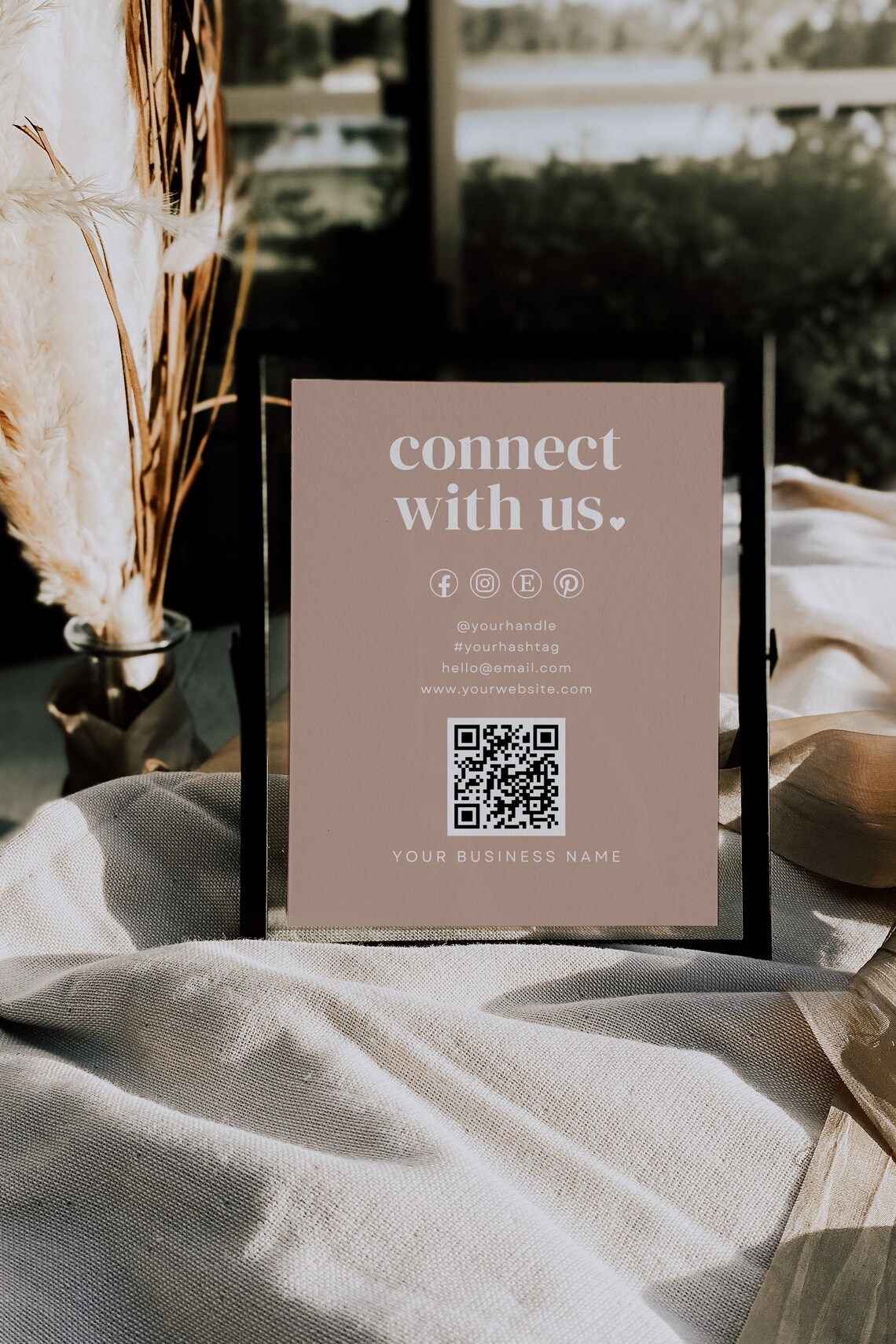 Connect With Us Sign, Social Media Sign, Canva Template, QR Code Sign ...