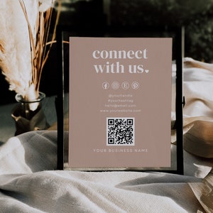Connect With Us Sign, Social Media Sign, Canva Template, QR Code Sign ...