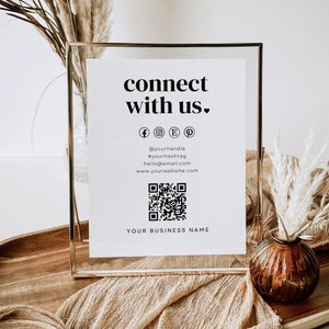 Connect With Us Sign, Social Media Sign, Canva Template, QR Code Sign ...