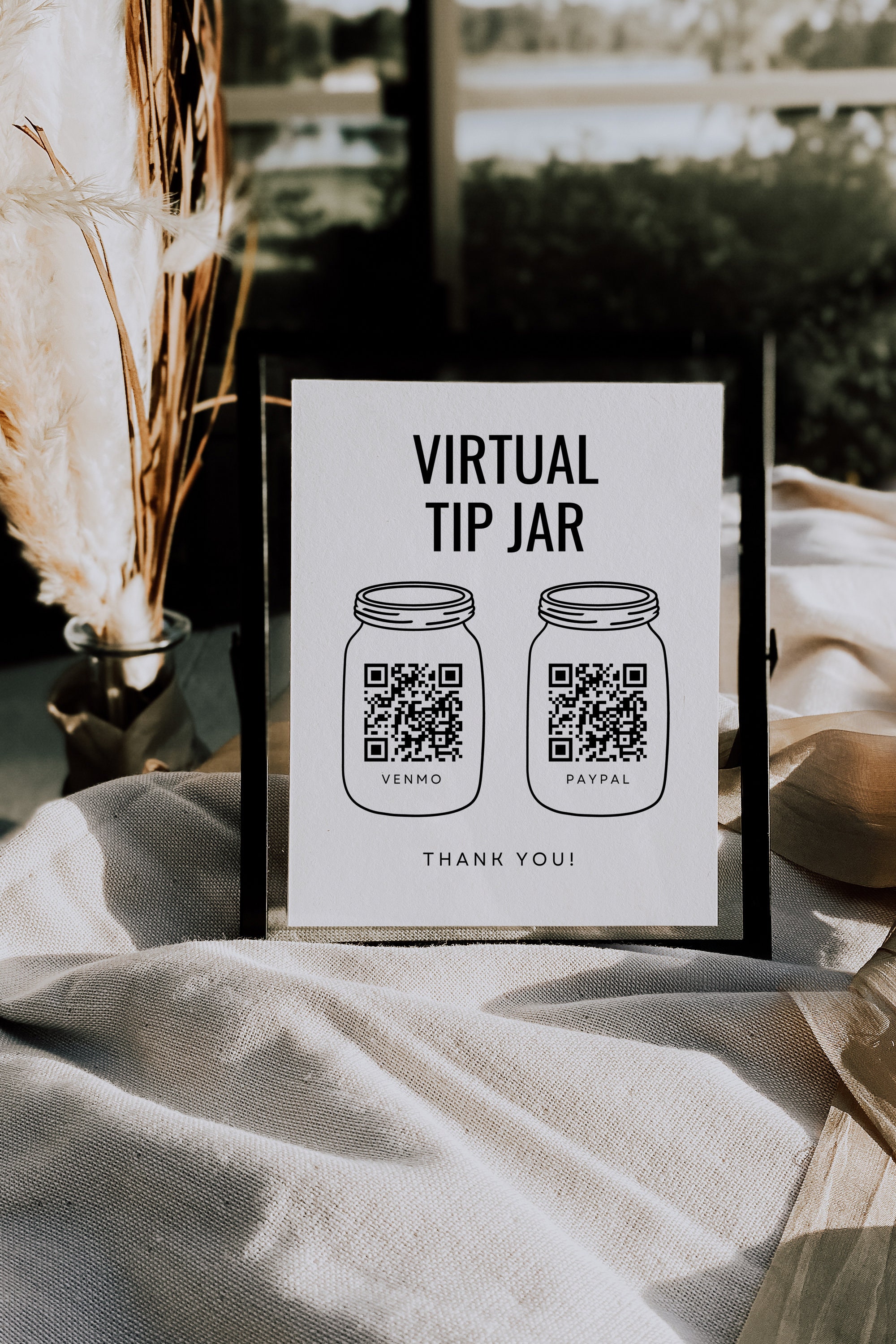 Virtual Tip Jar Sign, Canva Template, Minimalist Sign, QR Code Sign ...