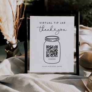 Virtual Tip Jar Sign, Canva Template, QR Code Sign, Small Business Sign ...