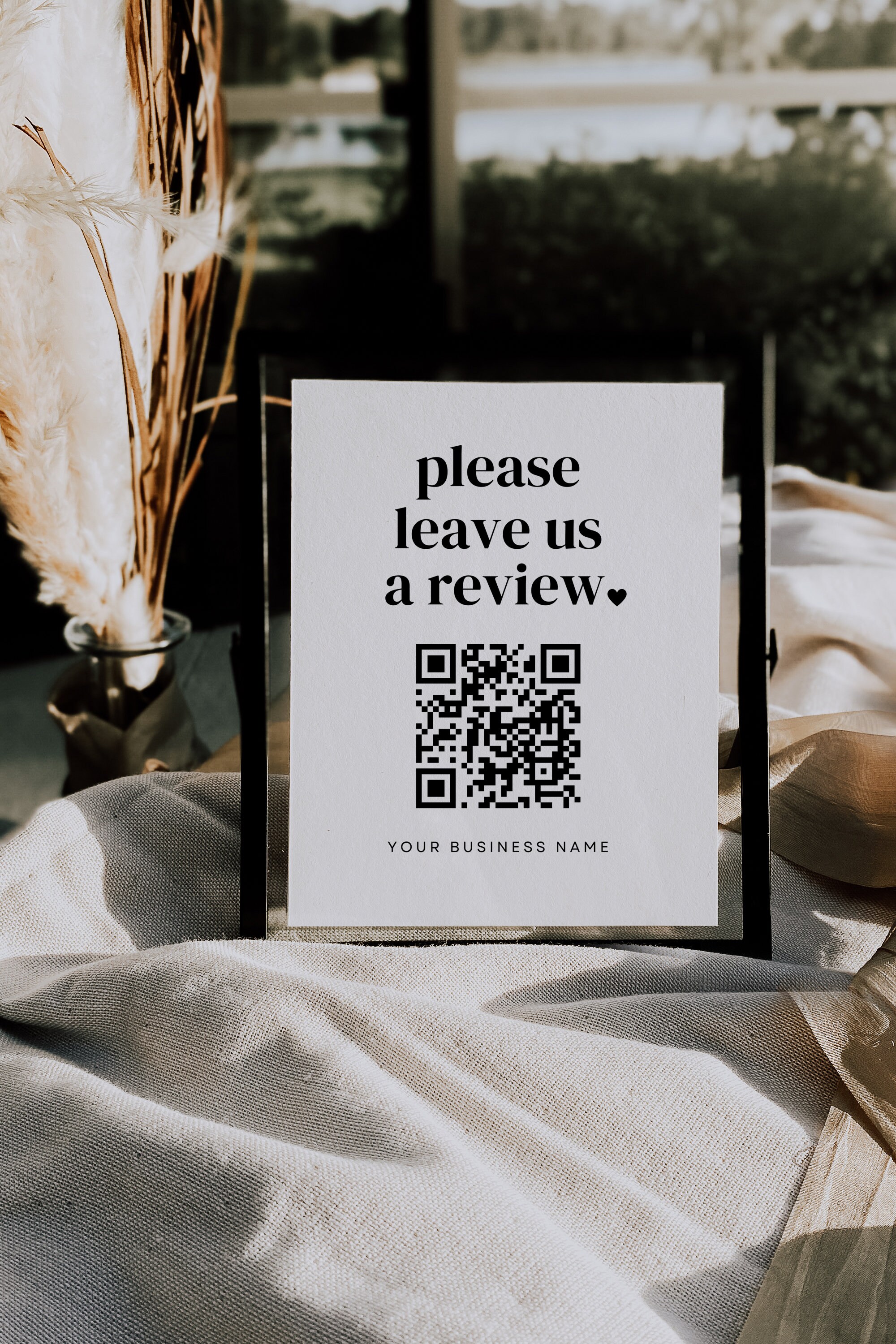 Please Leave a Review Sign, Canva Template, QR Code Sign, Small ...
