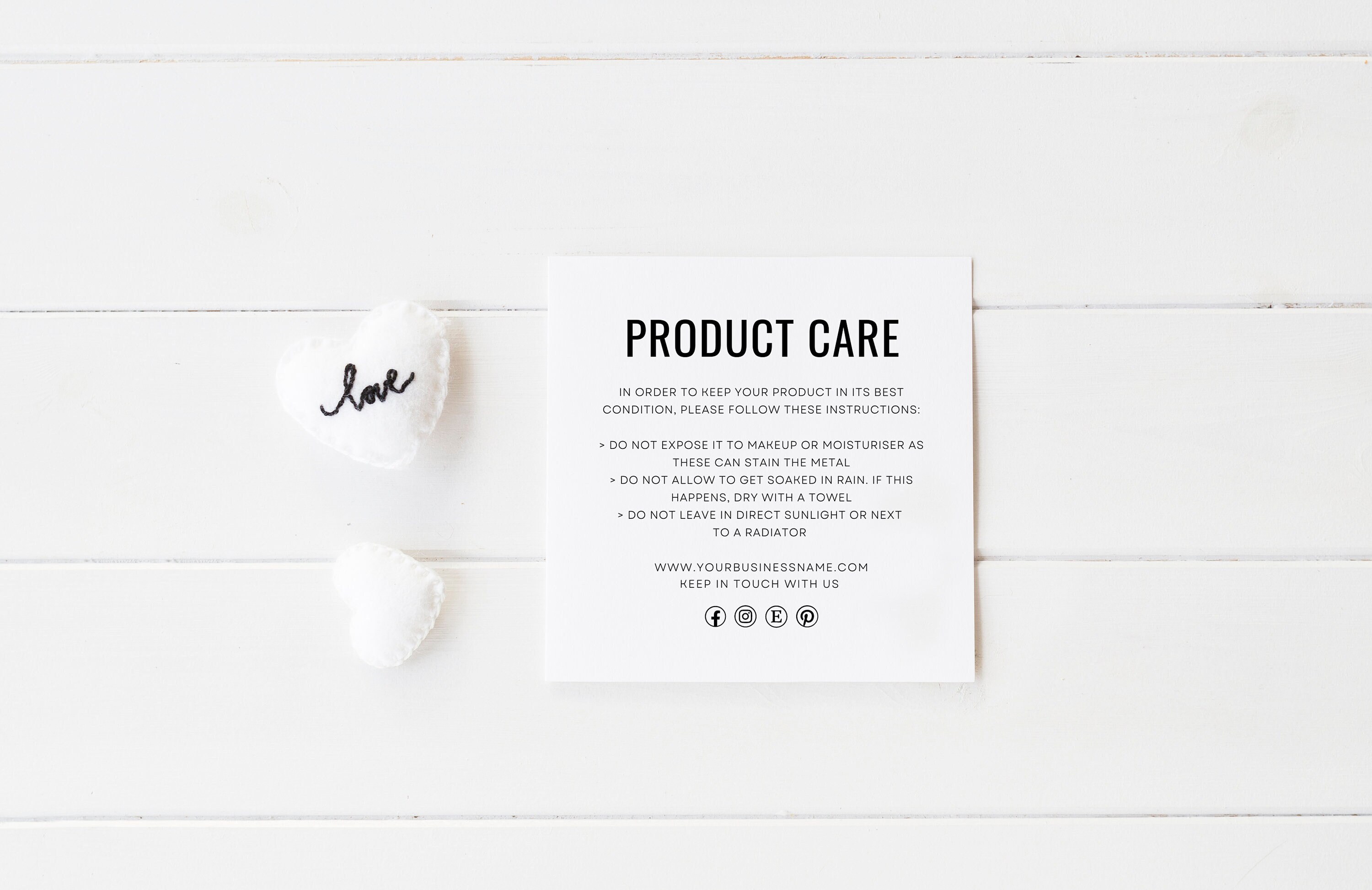 Modern Care Card Product Care Card Canva Template Small - Etsy Australia
