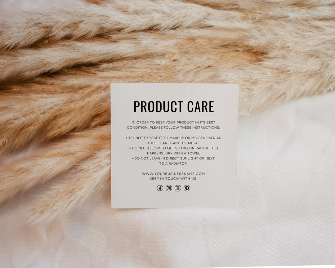 Modern Care Card, Product Care Card, Canva Template, Small Business ...