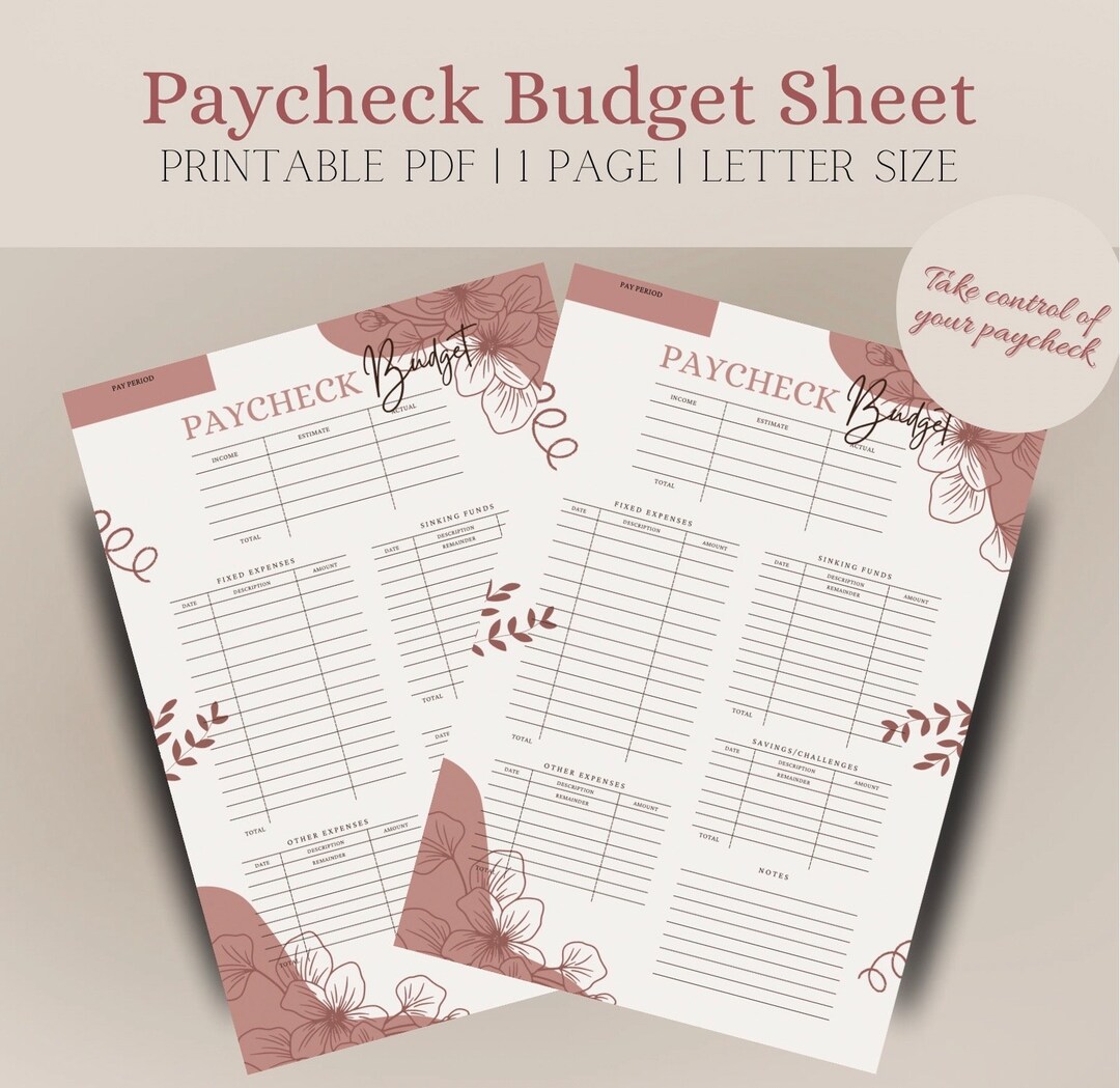 Paycheck Budget Sheet | Printable Budget Sheet | Paycheck Budget Planner | Budget Sheet ...