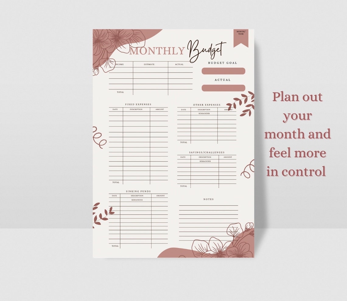Monthly Budget Sheet Printable Budget Sheet Monthly Budget Planner ...