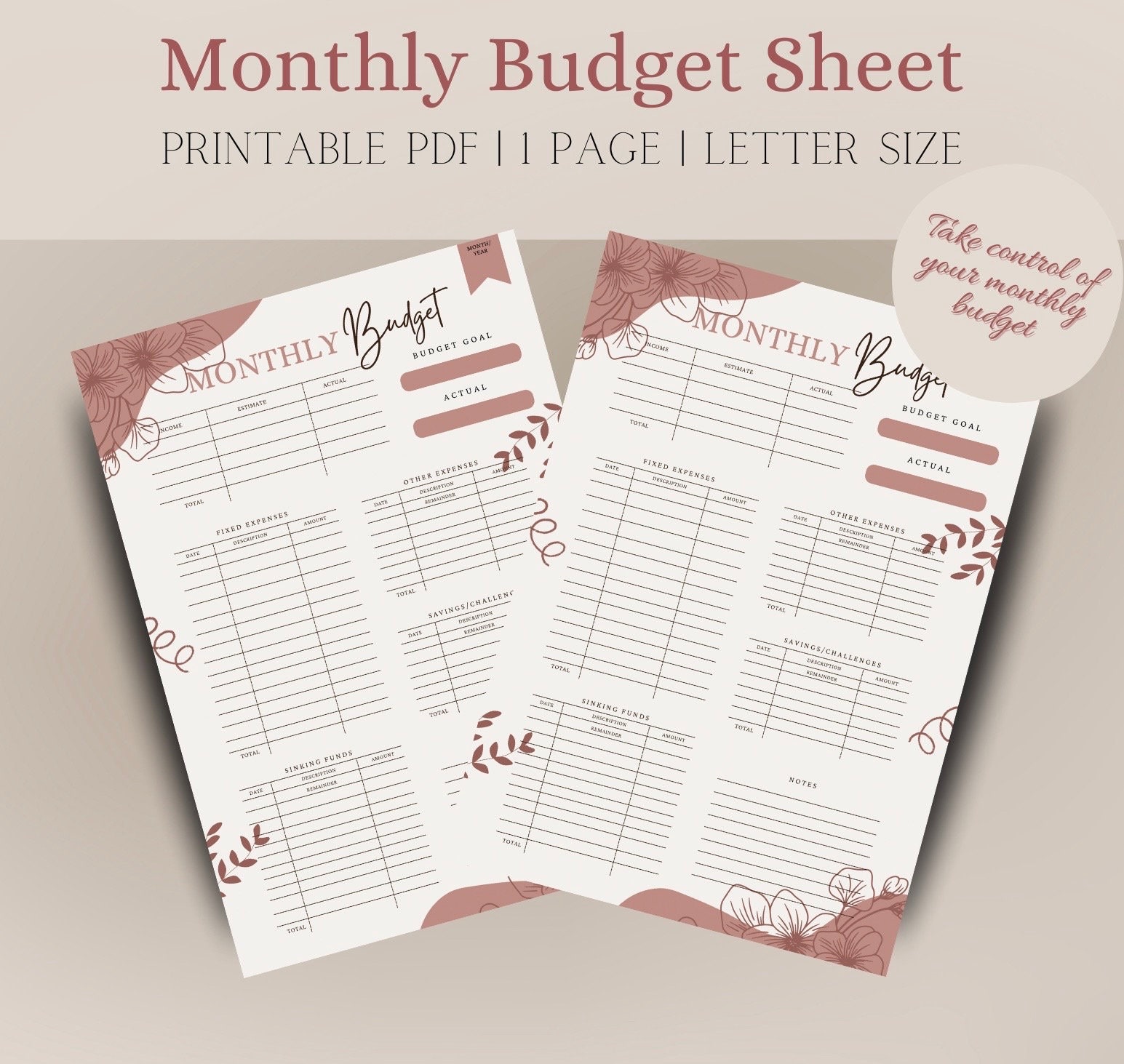 Monthly Budget Sheet Printable Budget Sheet Monthly Budget Planner ...