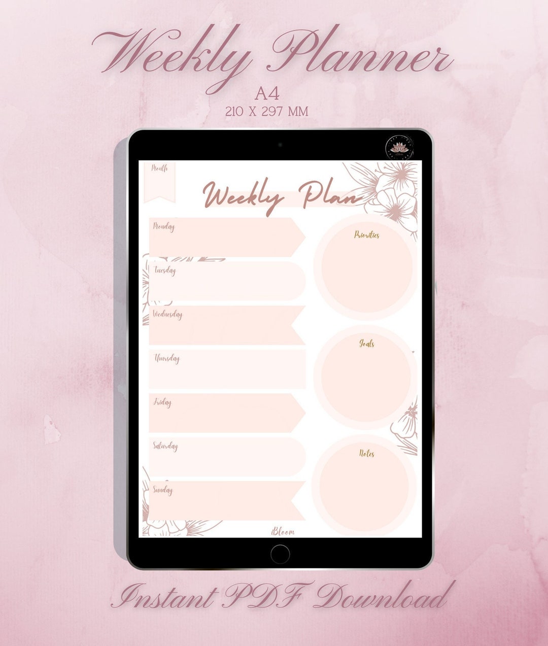 Weekly Planner | Printable Digital Planner | Weekly Schedule | Digital ...