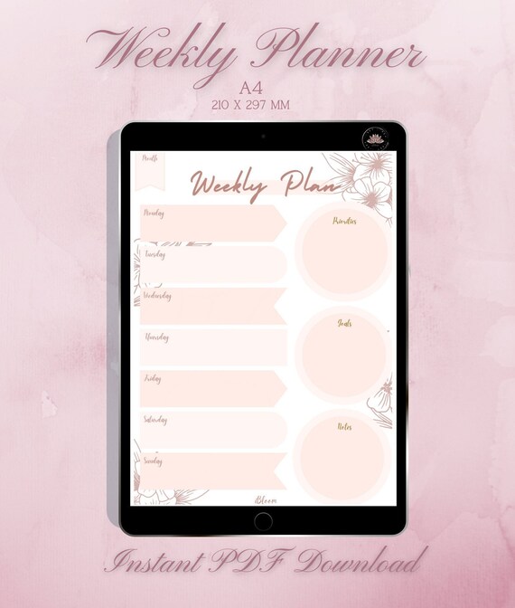 Weekly Planner Printable Digital Planner Weekly Schedule | Etsy