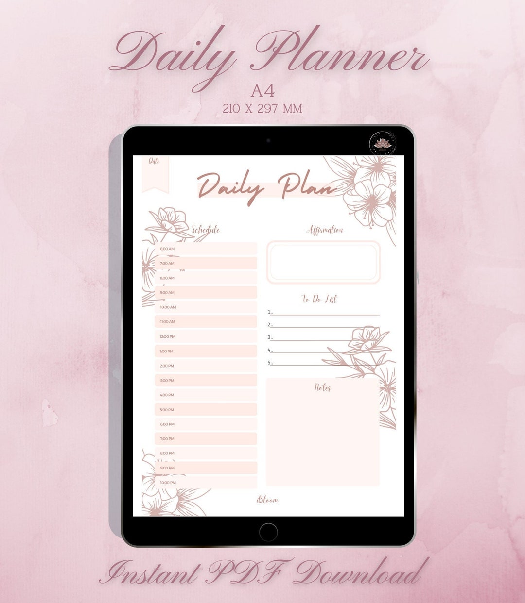 Daily Planner | Printable Digital Planner | Daily Schedule | Digital ...