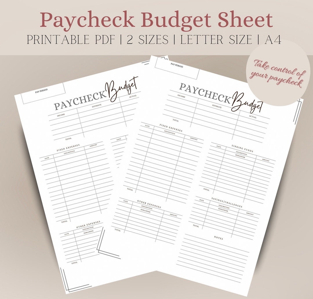 Paycheck Budget Sheet | Printable Budget Sheet | Paycheck Budget Planner | Budget Sheet ...