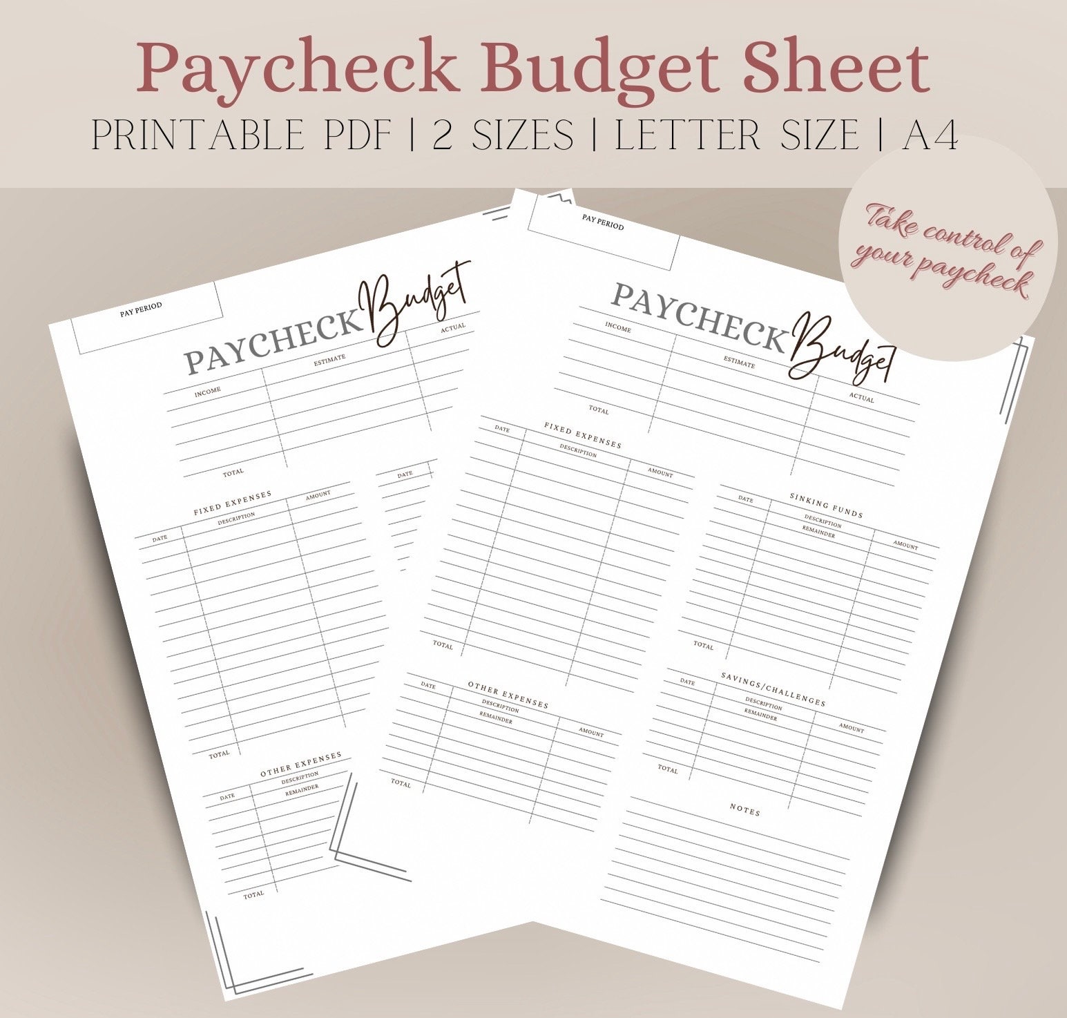 Paycheck Budget Sheet | Printable Budget Sheet | Paycheck Budget ...